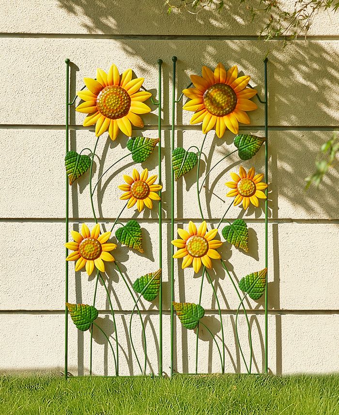 Glitzhome 48" H Metal Sunflowers Garden Trellis, Garden Stakes - Macy's
