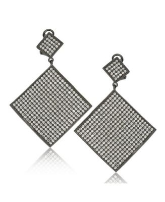 Suzy Levian Sterling Silver Cubic Zirconia Pave Flat Diamond-Shape Disk ...