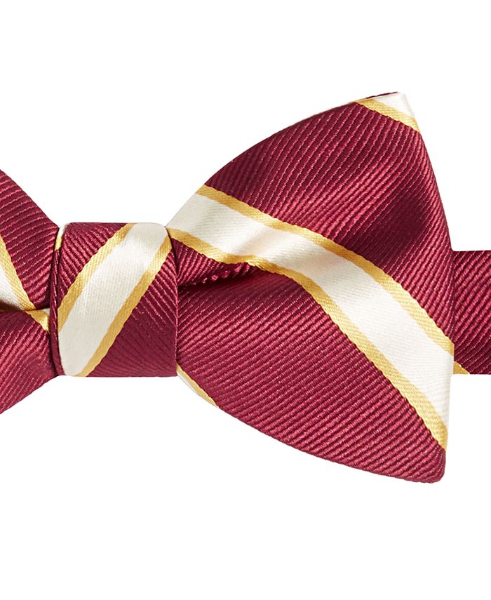 Tayion Collection Men's Crimson & Cream Stripe Bow Tie - Macy's