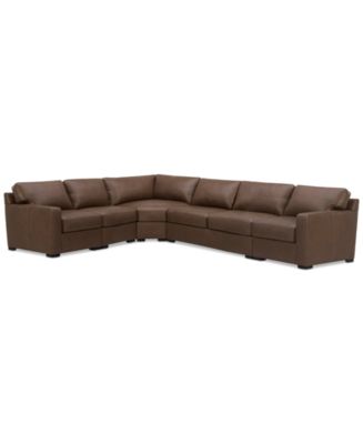 Radley 148" 5-Pc. Leather Wedge L Shape Modular Sectional, Created for ...