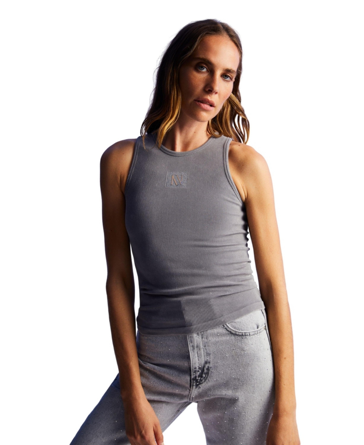 Click here for Womens Embroidered Crop Top - Charcoal anthracite prices