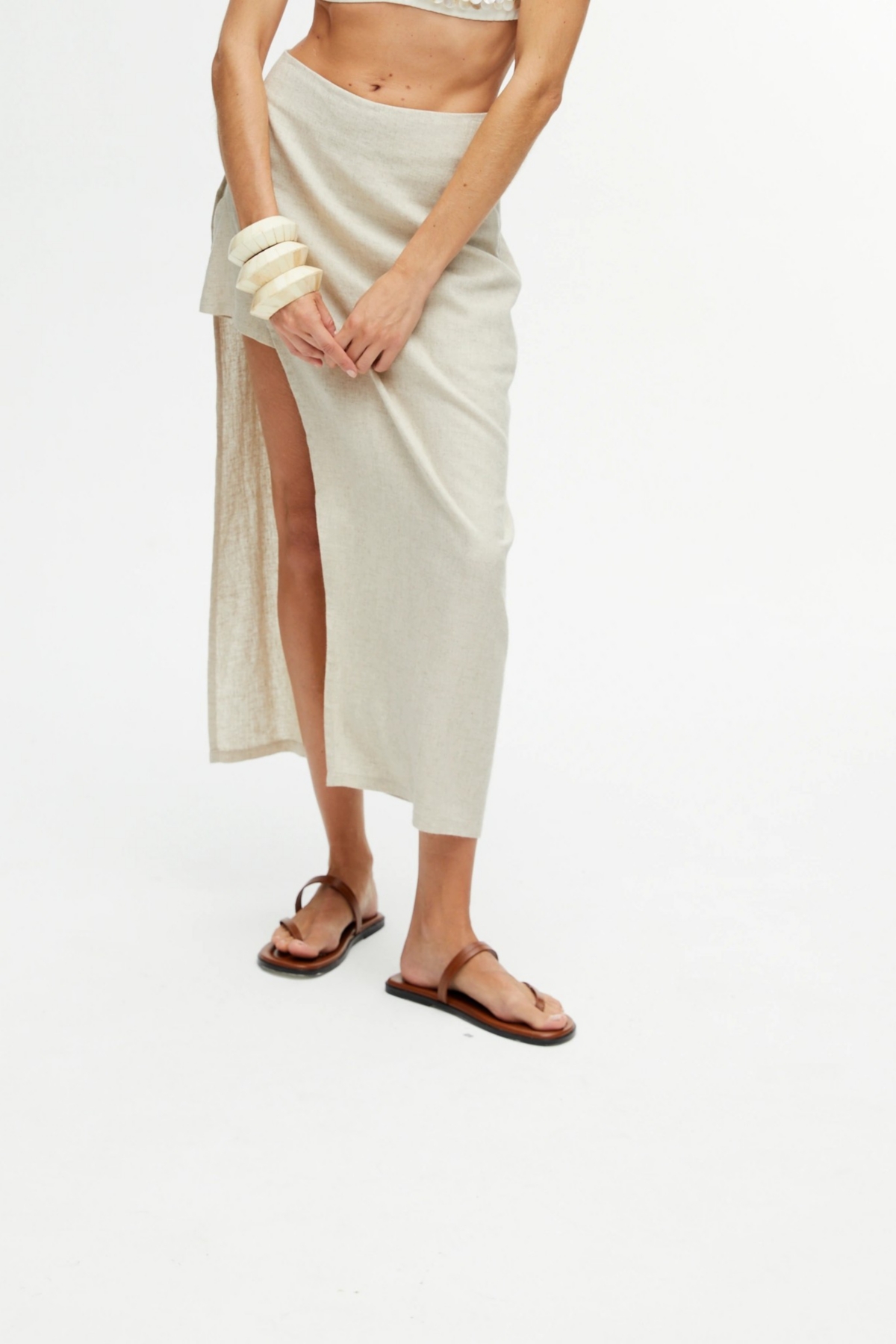 Click here for Womens Pencil Skirt with Slit - Beige prices