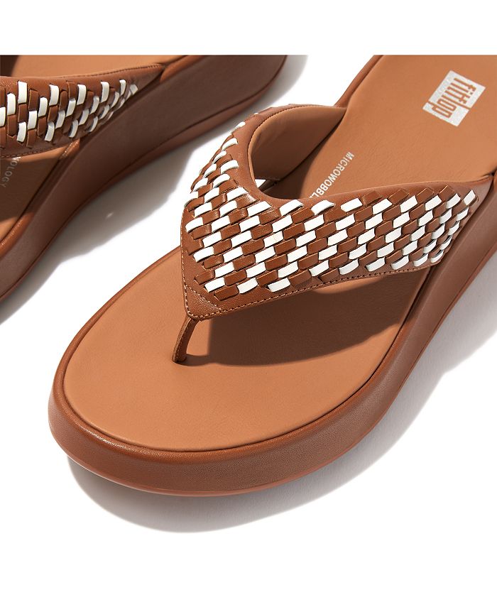 FitFlop Women's F-Mode Woven-Leather Flatform Toe-Post Sandals - Macy's