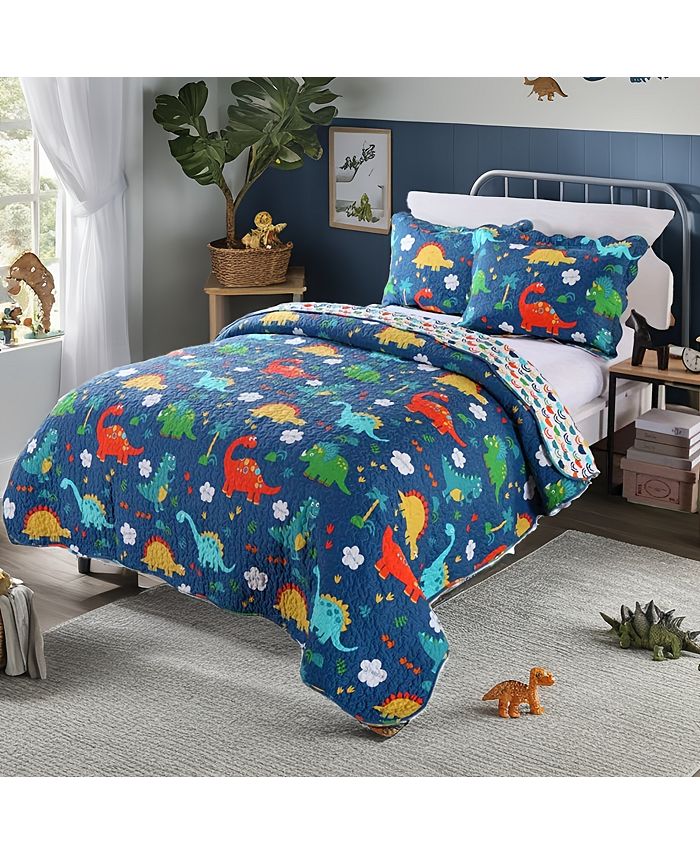 MarCielo 100% Cotton Kids Quilt Dinosaur Bedspread Set for Teens Girls ...