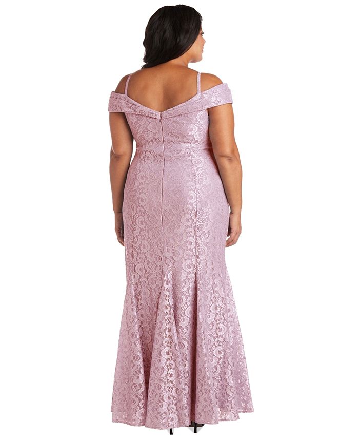 R And M Richards Plus Size Off The Shoulder Lace Gown Macys