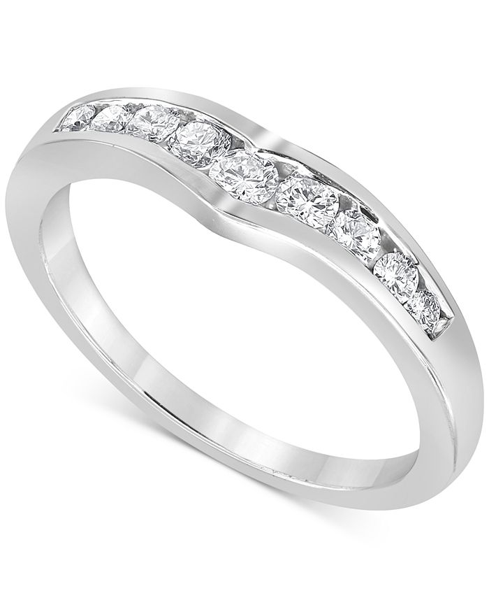 Macy's Diamond V-Shape Channel-Set Band (1/3 ct. t.w.) in 18K White ...