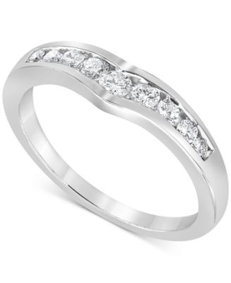 Diamond V-Shape Channel-Set Band (1/3 ct. t.w.) in 18K White Gold - Macy's