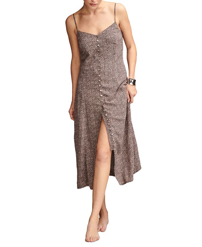 Lucky Brand Women's Printed Button-Front Midi Slip Dress - Macy's