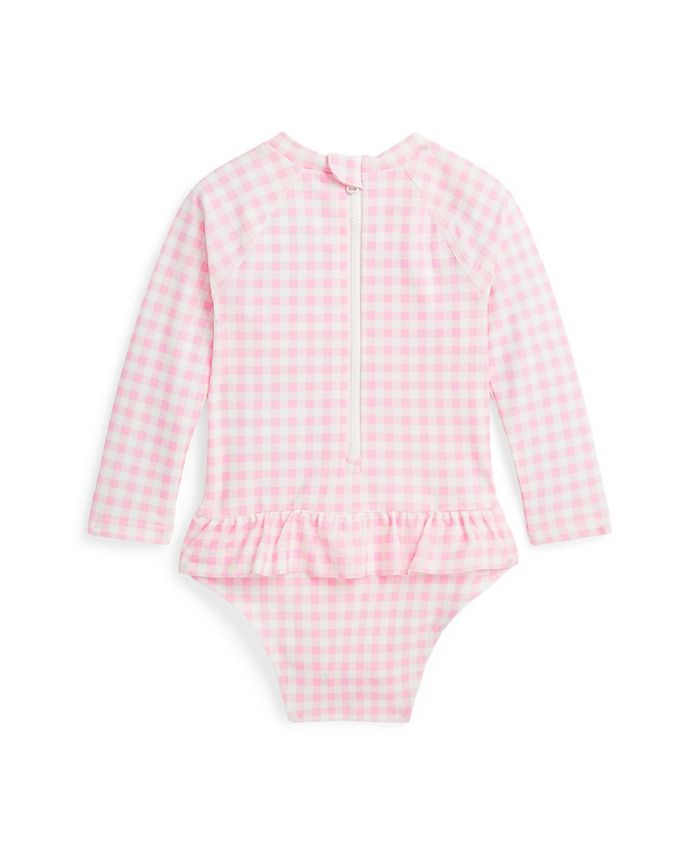 Polo Ralph Lauren Baby Girls Gingham Ruffled One Piece Rash Guard ...