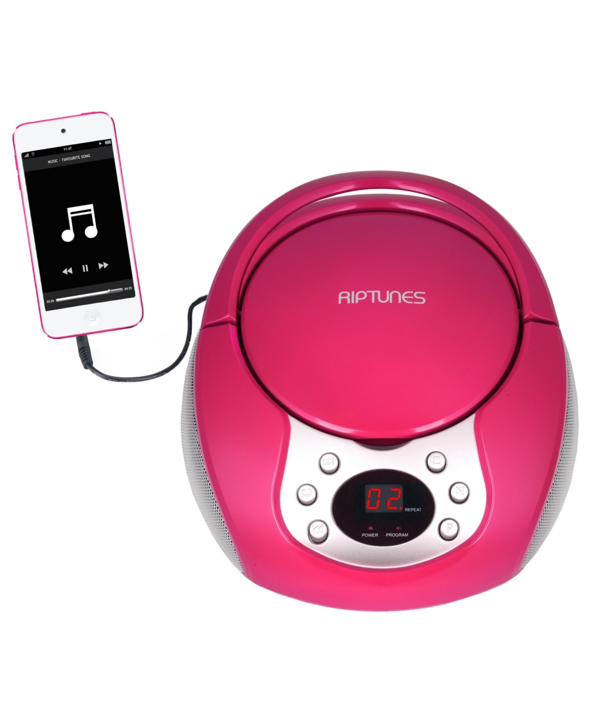 Click here for Riptunes Portable Cd Am/Fm Boombox - Fuchsia prices