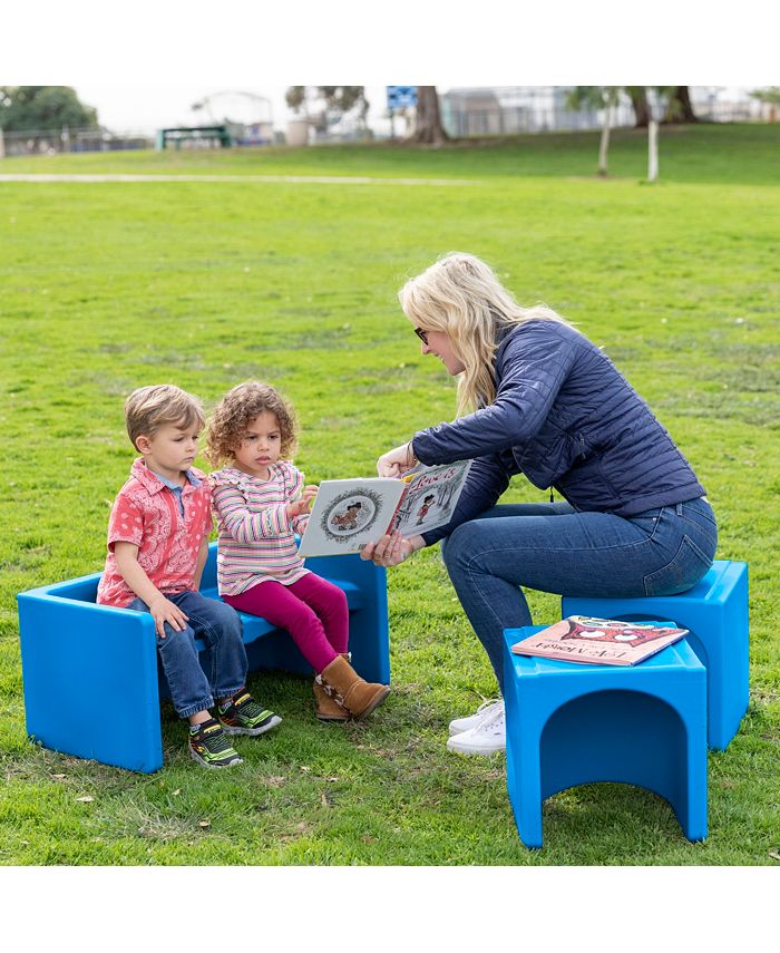 ECR4Kids Tri-Me Table and Cube Chair Set, Multipurpose Furniture, 3 ...