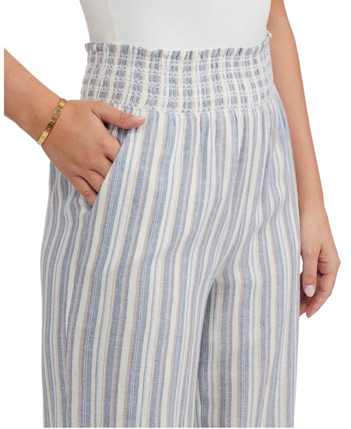 Ellen Tracy Women's Linen Smocked Wide Leg Pant - Macy's
