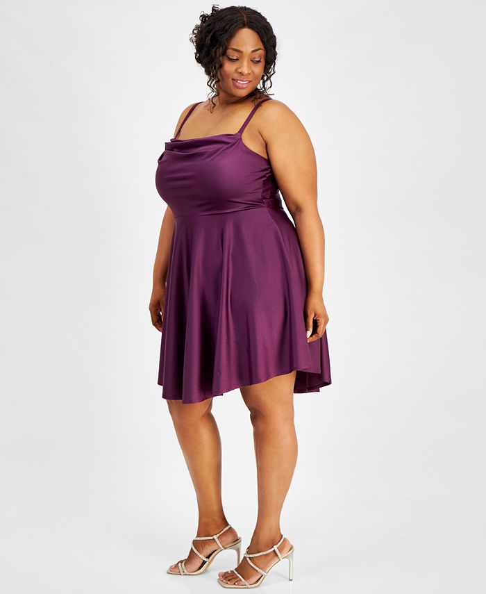 City Studios Trendy Plus Size Cowlneck Fit & Flare Dress - Macy's