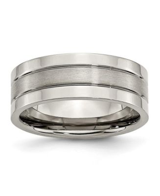 Chisel Titanium Brushed Center 8 mm Grooved Wedding Band Ring - Macy's