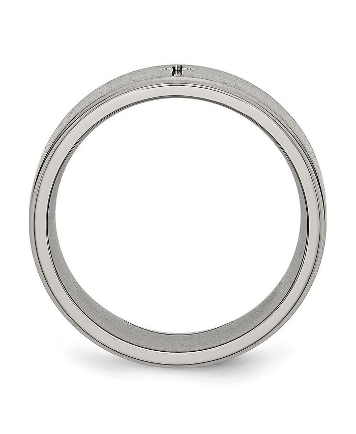 Chisel Titanium Brushed Center 8 mm Cross Ridged Edge Wedding Band Ring ...
