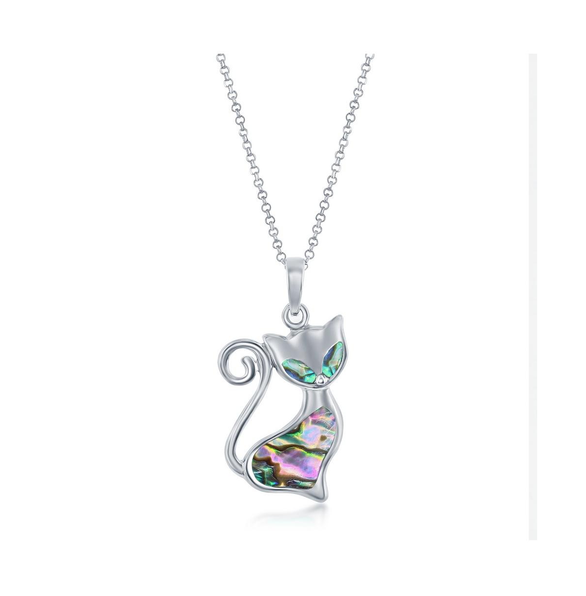 Click here for Sterling Silver Abalone Cat Pendant Necklace - Sil... prices