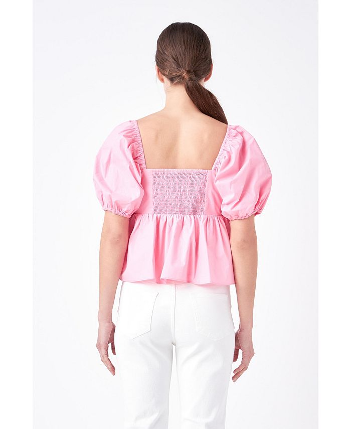 English Factory Women's Poplin Corsage Top - Macy's