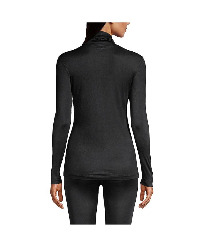 Lands' End Women's Silk Interlock Turtleneck Long Underwear Top - Macy's