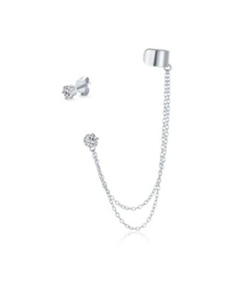 Bling Jewelry Geometric Cartilage Plain Band With Two Chains Ear Warp ...