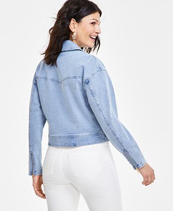 I.N.C. International Concepts Women's Denim Moto Jacket, Created for ...