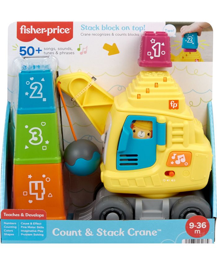 Fisher Price Count and Stack Crane Baby and Toddler Learning Toy with ...