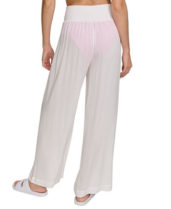DKNY Women's Smocked-Waist Cover-Up Pull-On Pants - Macy's