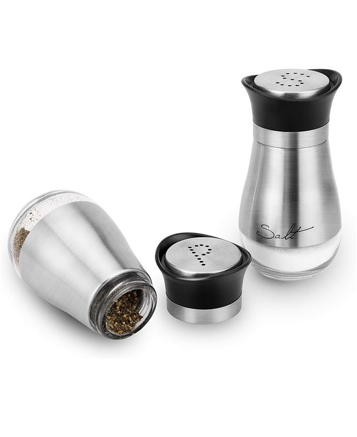 Circleware Cafe Contempo Silver and Glass 2 Pc Salt and Pepper - Macy's