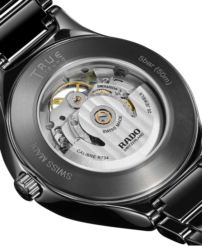 Rado Unisex Swiss Automatic True Black High-Tech Ceramic Bracelet Watch ...