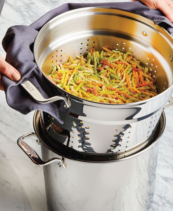 All-Clad Stainless Steel 12 Qt. Covered Multi Pot with Pasta & Steamer ...