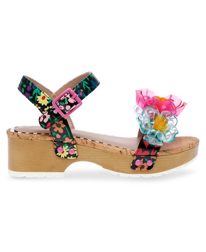 Betsey Johnson Little and Big Girls Oakly Clog Sandals with Flower ...