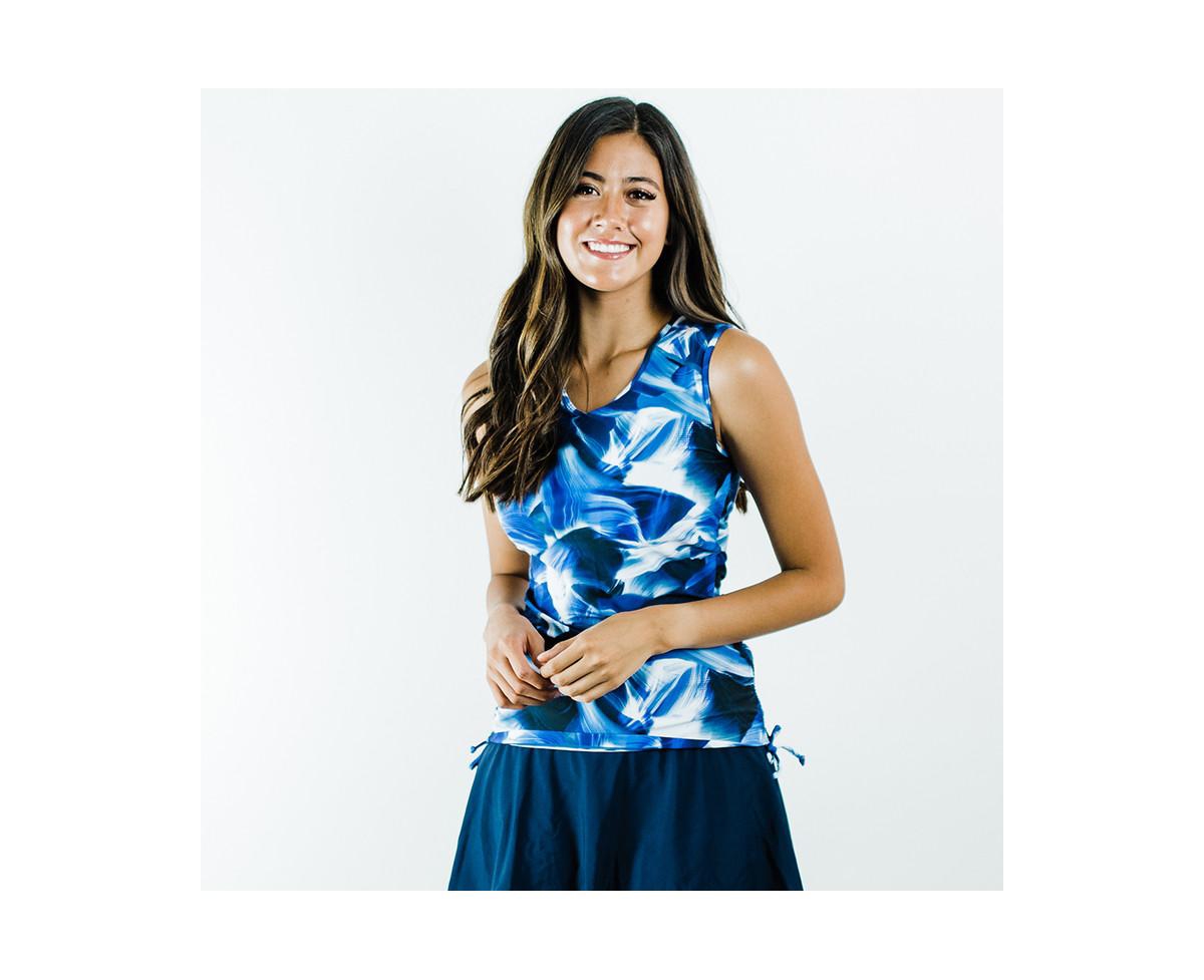 Click here for Calypsa Womens Closed Back Maya Swim Top - Navy wa... prices