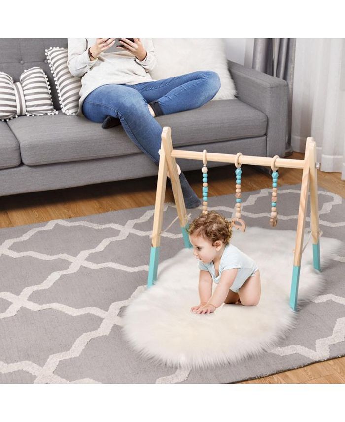 Slickblue Portable 3 Wooden Newborn Baby Exercise Activity Gym Teething ...