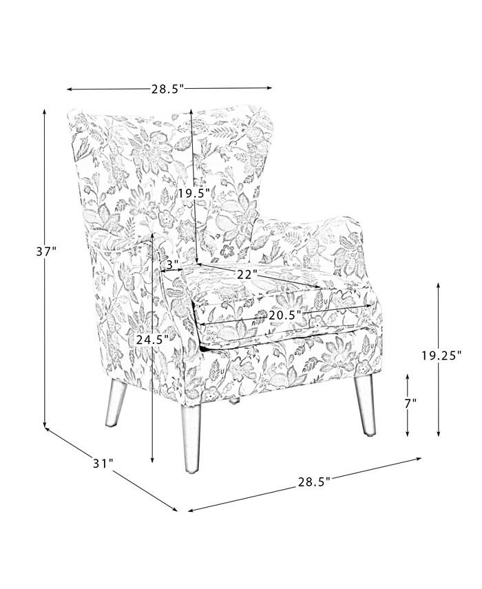 Hulala Home Lammey Comfy Floral Fabric Pattern Armchair with Wingback Design - Macy's