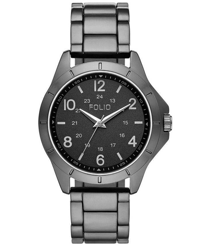 Folio Men's Three Hand Gunmetal Alloy Watch 42mm - Macy's