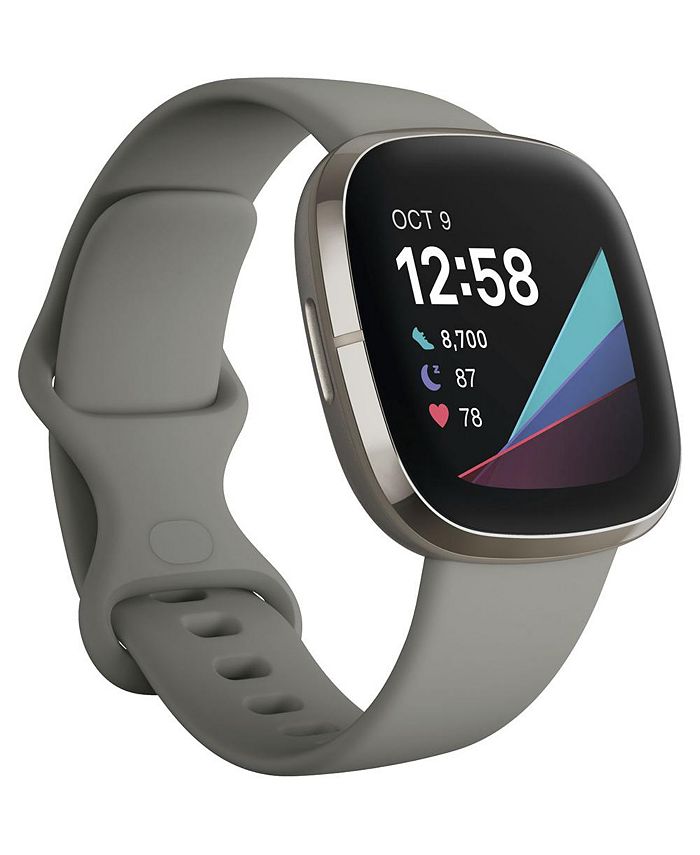 Fitbit Sense Advanced Health Smartwatch - Silver Rubber strap - Macy's