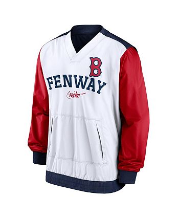 Nike Men's White, Navy Boston Red Sox Rewind Warmup V-Neck Pullover ...