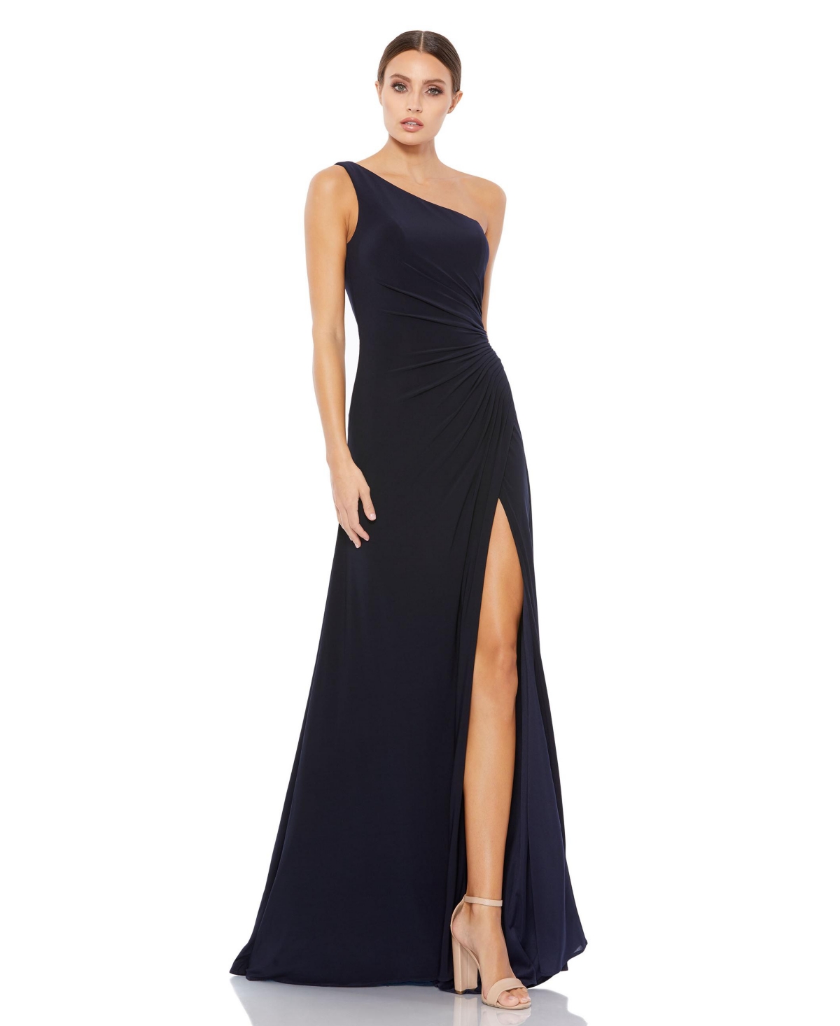 Click here for Womens Ieena Ruched One Shoulder Faux Wrap Gown -... prices