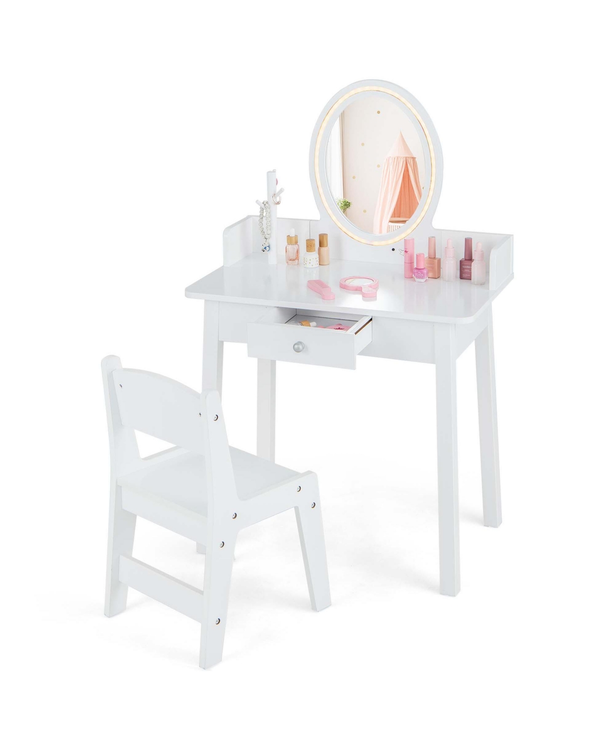 Click here for Kids Vanity Set with Lighted Mirror Chair 2-Color... prices