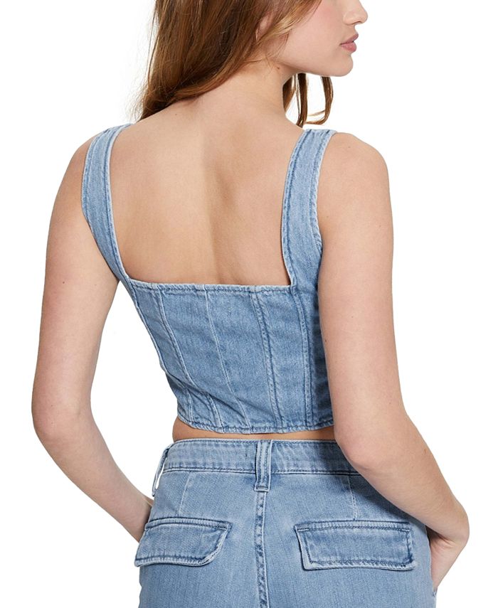 GUESS Women's Neil Denim Bustier Top - Macy's