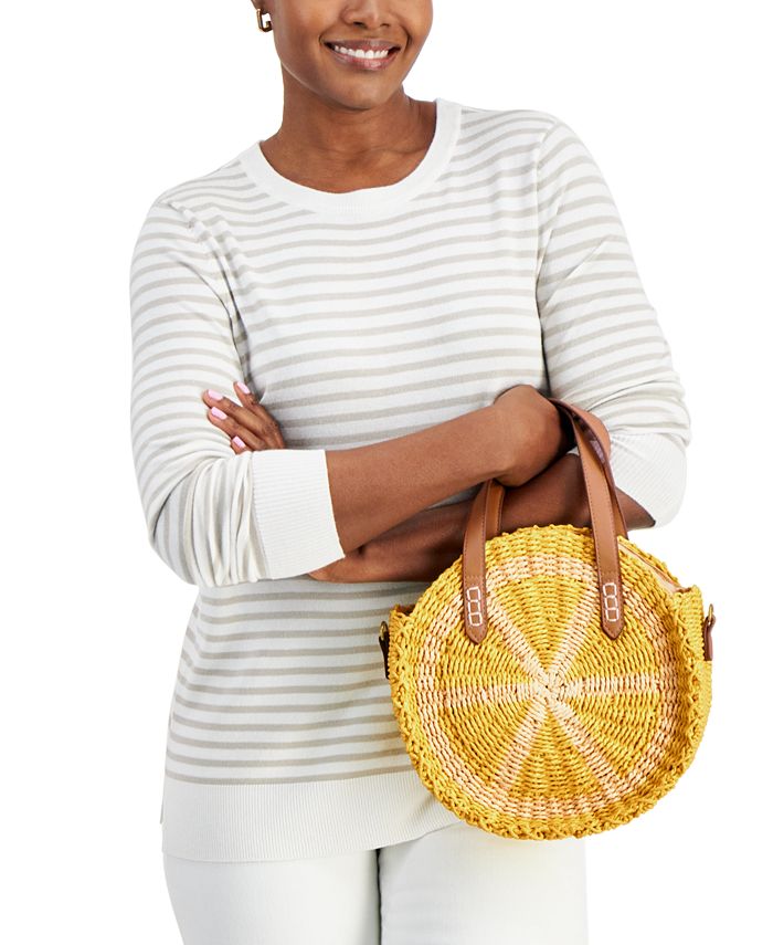 Style & Co Lemon Straw Small Round Crossbody, Created for Macy's - Macy's