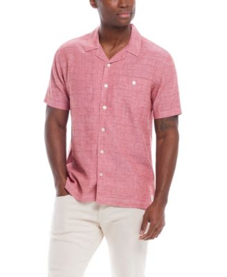 Weatherproof Vintage Men's Short Sleeve Linen Cotton Grid Dobby Shirt ...