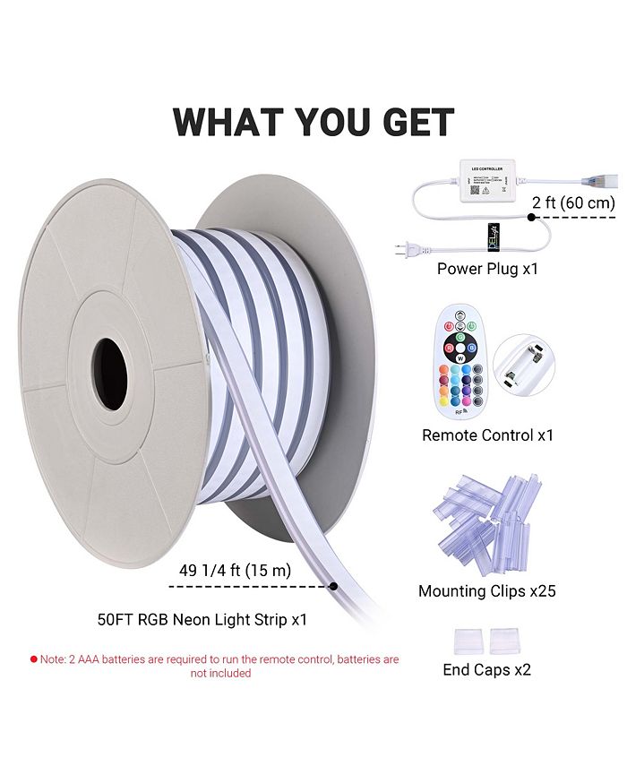DELight 50 Ft RGB Neon LED Light Strip Rope Tube Flexible Sign Party ...