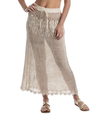 Dotti Women's Cotton Crochet Drawstring-Waist Cover-Up Maxi Skirt - Macy's