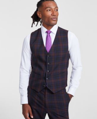 Tayion Collection Men's Classic-Fit Plaid Suit Vest - Macy's