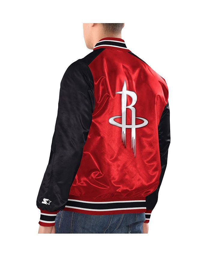 Starter Men's Red, Black Houston Rockets Renegade Satin Full-Snap ...