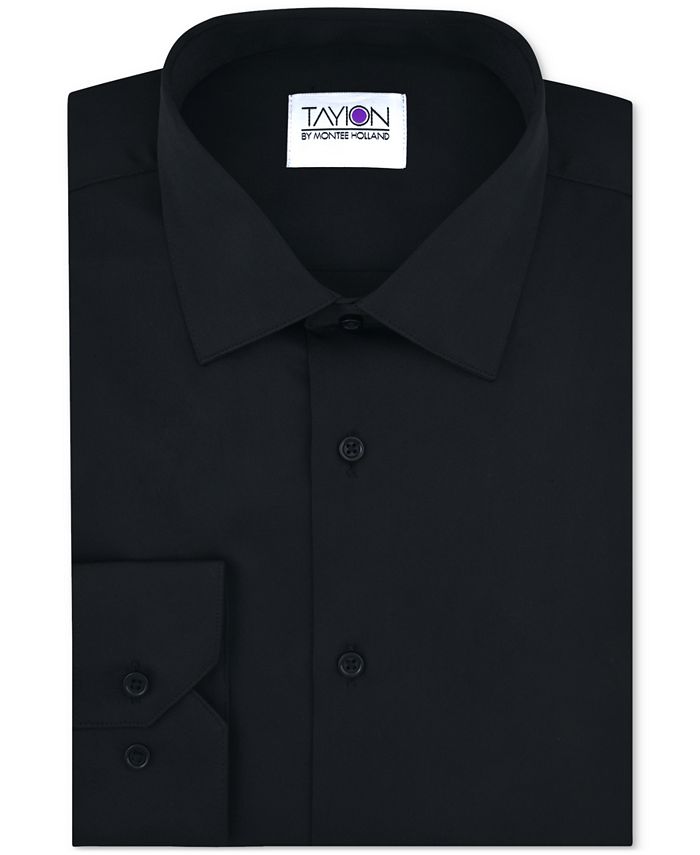 Tayion Collection Men's Sateen Solid Dress Shirt - Macy's