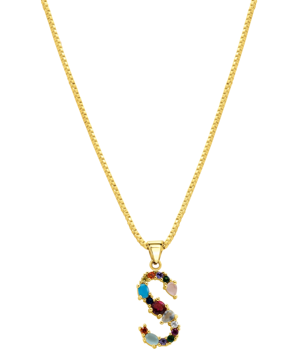 Click here for Adornia 14K Gold-Plated Multi Color Stone Initial... prices