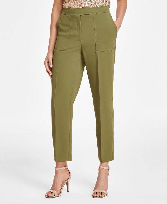 Anne Klein Petite Twill High Rise Fly-Front Ankle Pants - Macy's