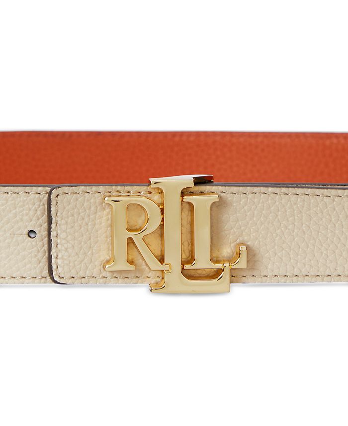 Lauren Ralph Lauren Women's Logo Reversible Pebbled Leather Belt - Macy's
