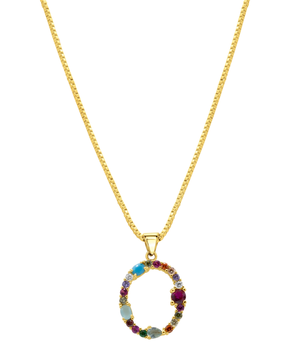 Click here for Adornia 14K Gold-Plated Multi Color Stone Initial... prices